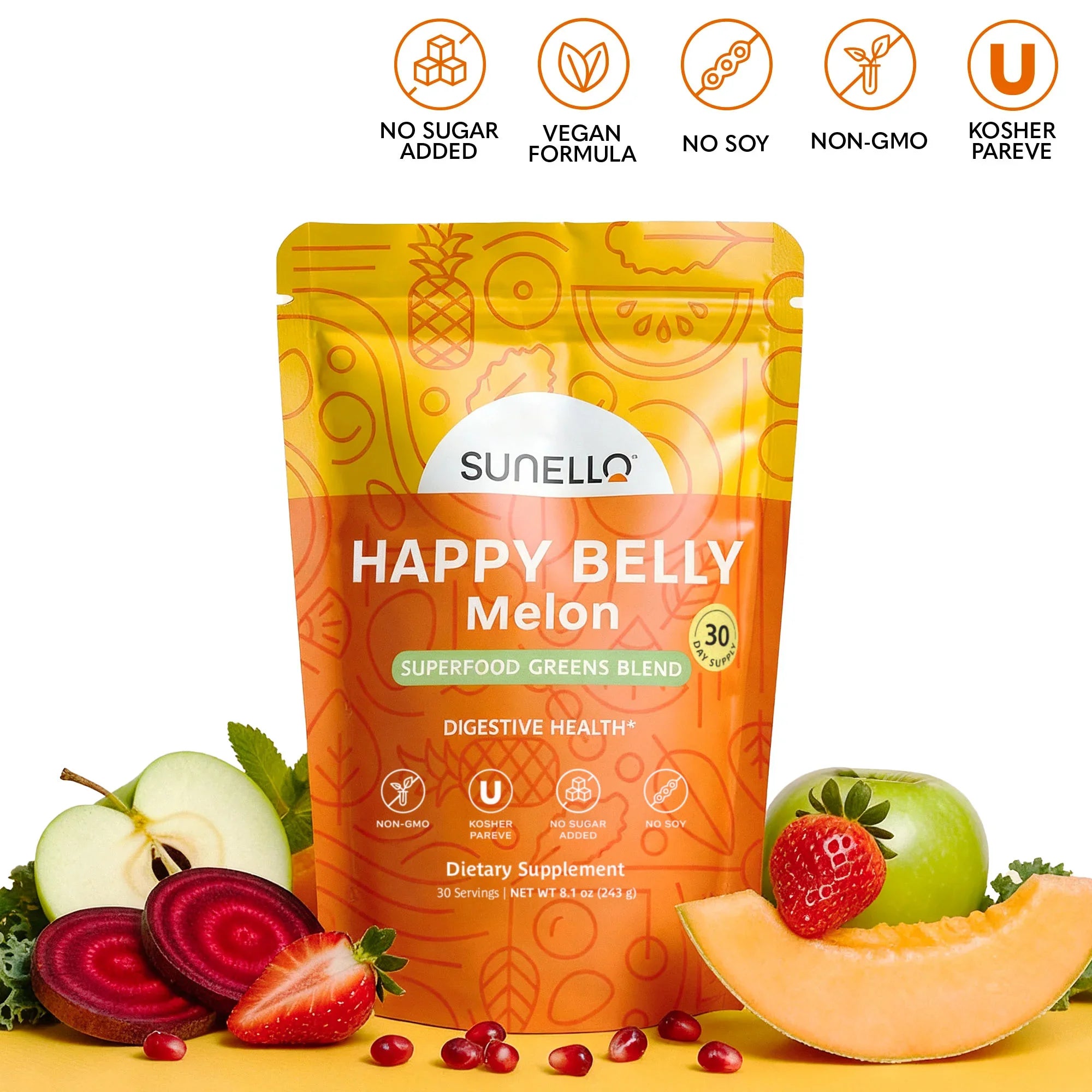 Happy Belly Debloating Greens Gut Support Powder | Sunello